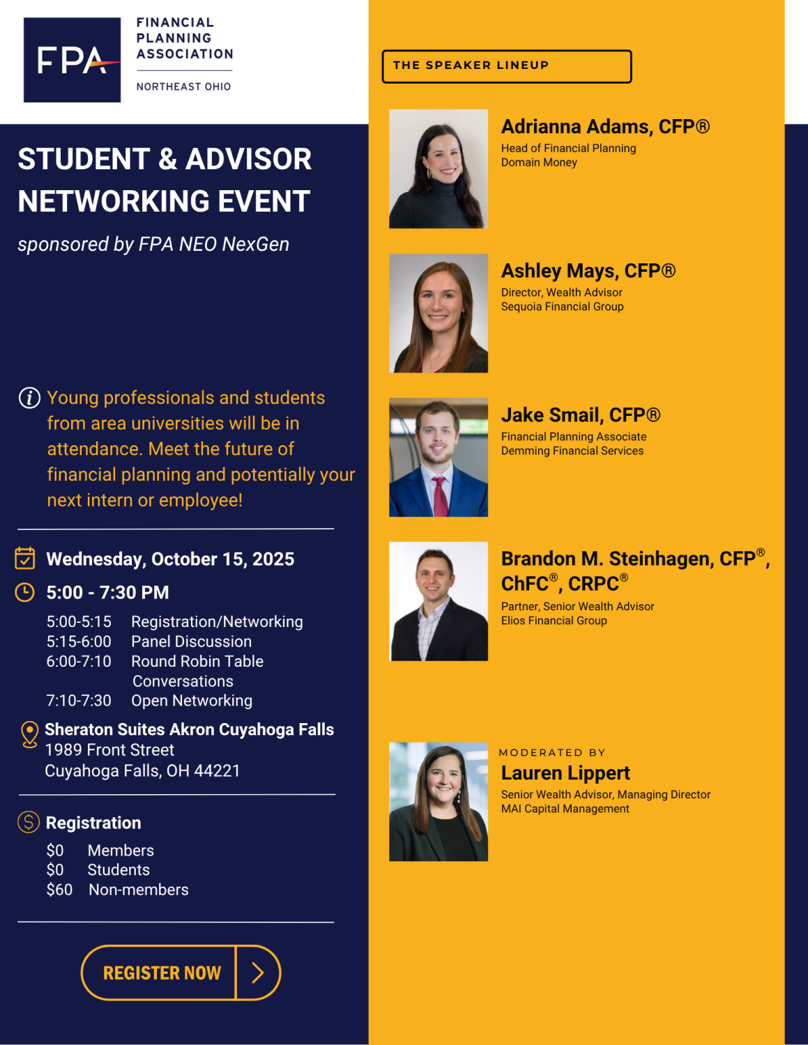 Student and Advisor Networking Event 2025 sponsored by FPA NEO NexGen ...